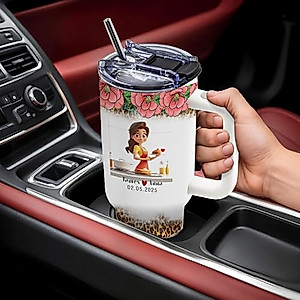 Personalized 40oz Tumbler with Handle – wedding send-off-Custom Couple Gift for Anniversary Wedding Gift, Birthday, Mother's Day, Valentine’s Day 41r339