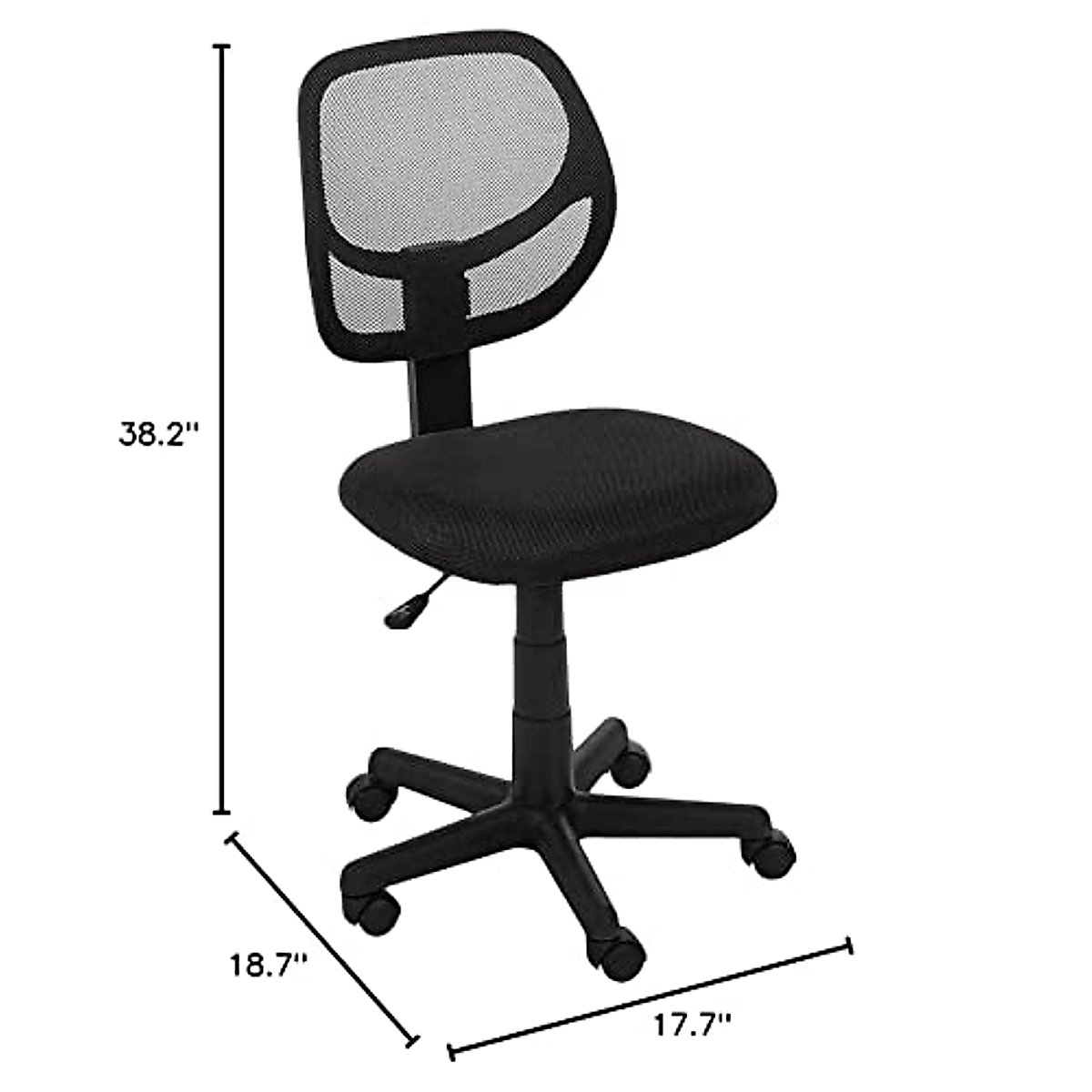 Amazon Basics Low-Back, Upholstered Mesh, Adjustable, Swivel Computer Office Desk Chair, Black