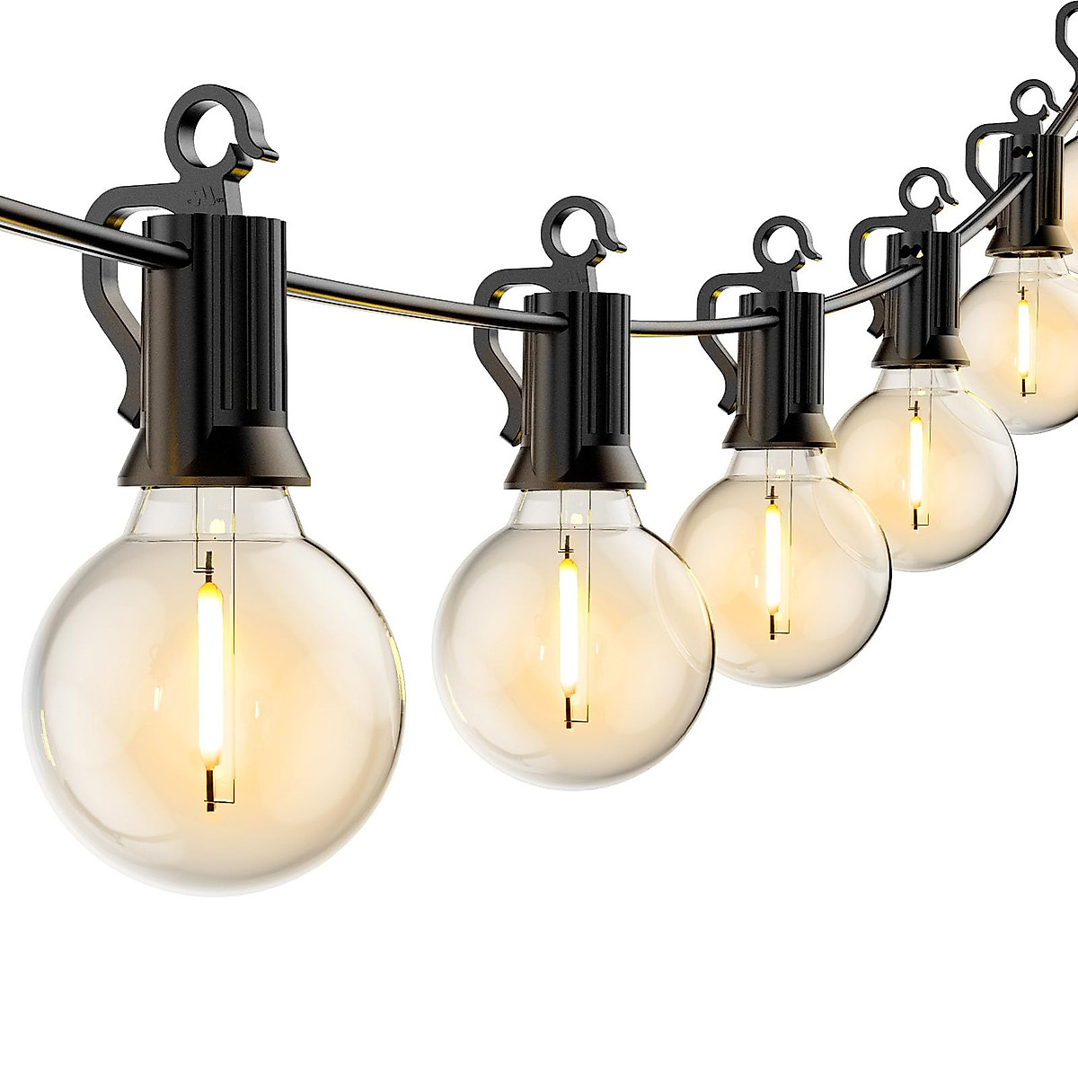 Brightown Led String Lights Outdoor 50Feet G40 Patio Lights with 52 Led Shatterproof Bulbs(2 Spare), Waterproof Led Globe Hanging Lights for Backyard Porch Bistro Balcony Decor, E12 Socket, 2200K