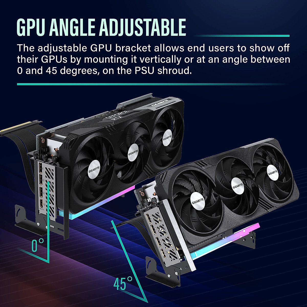 EZDIY-FAB PCIe 4.0 GPU Mount Bracket with ARGB LED Module, Multi-Angle Adjustment with Riser Cable, Compatible to RTX4090, 4080, 4070ti- Black