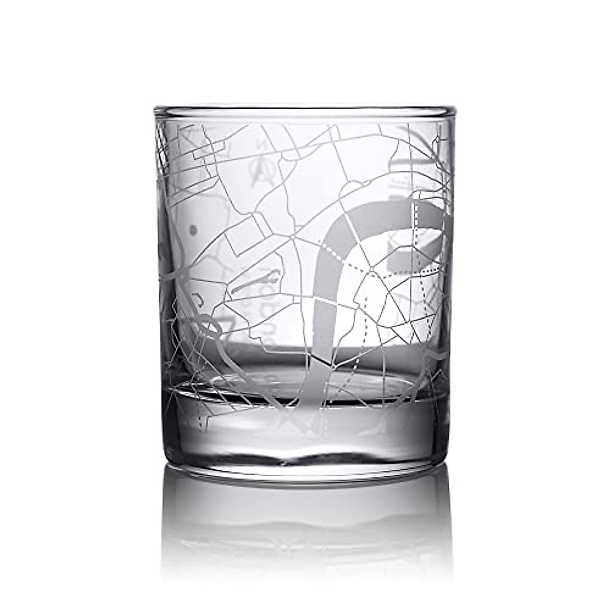 London City Map Whiskey Glass, Unique Gift, 10.5 oz