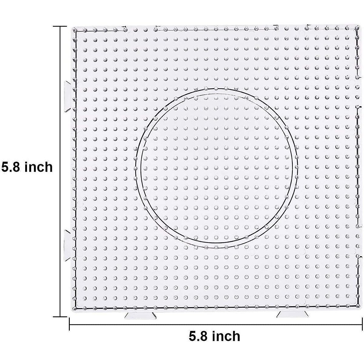 H&W 4PCS 5mm Fuse Beads Boards, Large Clear Pegboards Kits, with Gift 4 Lroning Paper (WA3-Z1)