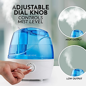 Zulay Cool Mist Humidifiers (2.2L Water Tank) - Quiet Ultrasonic Humidifiers For Bedroom with Auto-Shutoff Feature - Air Humidifier For Plants, Babies Nursery and Kids Room (Blue)