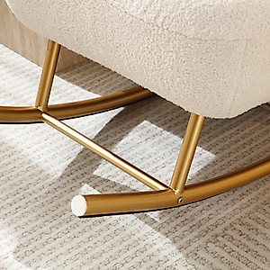 Polibi Modern Nursery Rocking Accent Chair,Sherpa Fabric Upholstered Rocker Glider Chair for Baby and Kids,Comfy Armchair with Headrest,Leisure Sofa Chair for Bedroom/Living Room/Office,Beige