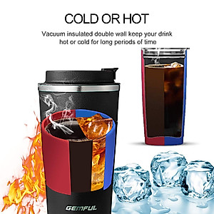 GEMFUL 17oz Travel Coffee Mug To Go Cup with Lid Stainless Steel Insulated Reusable Tumbler Leak Proof Coffee Lovers Gifts for Hot Cold Drinks Women Men Office Car Blue