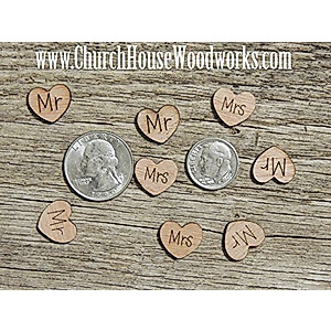 100 Mr Mrs Wooden Hearts - Wood Table Confetti, Embellishments, Scatters, Invitations, Table Decor, Rustic Weddings and Events