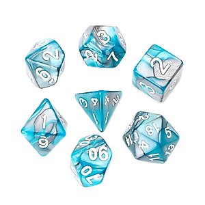 OTGO 7pcs/Set D4-D20 Portable Acrylic Polyhedral Dice Table Gaming Dice Set(Sky Blue)