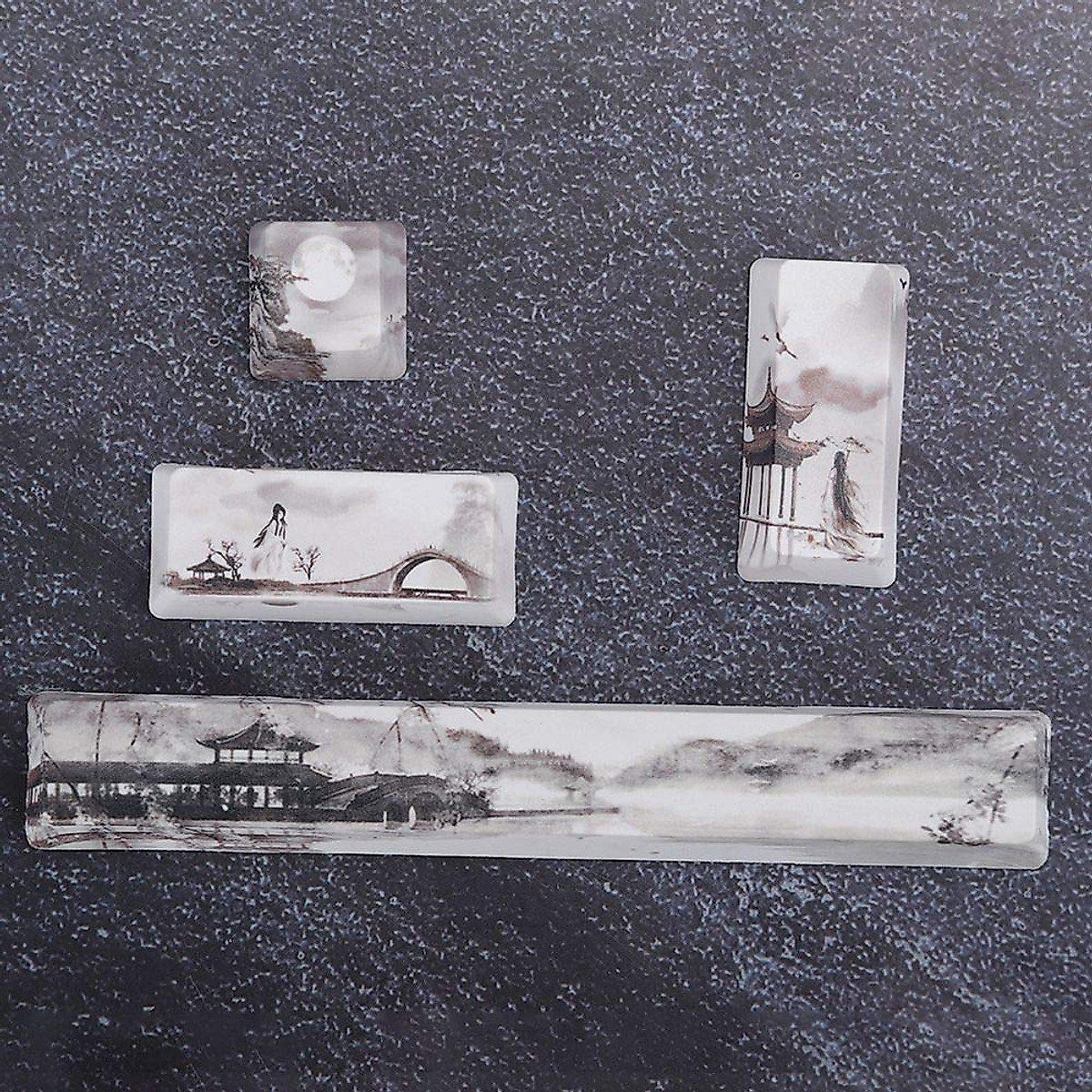 Bewinner1 DIY Keycaps, PTB PC Gaming Mechanical Keyboard Space Keycap ESC Keycap Enter Keycap Numpad Enter Keycap, Universal Computer Keyboards Cap Landscape Painting PTB Grey