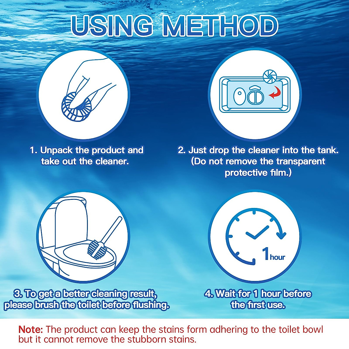 Vacplus Automatic Toilet Bowl Cleaner Tablets, Bathroom Toilet Tank Cleaner (50 PACK), VA-T165