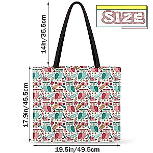 Mularoka Cute Owls Berries Leaves Square Canvas Bag Top Handle Purses Stylish Women Canvas Shoulder Tote Bags Reusable Handbags for Work Travel Picnic Beach Shopping Gym Hiking