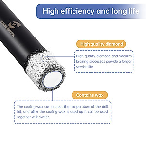 Diamond Drill Bits Set, 5 Piece Dry Diamond Hole Saw with Quick Change Hex Shank for Granite Ceramic Marble Tile Stone Glass Hard Materials (not for Wood) 1/4, 5/16, 3/8, 1/2 inch