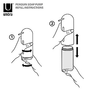 Umbra - 330190-040 Penguin Pump, Kitchen Soap Dispenser, Also Works with Hand Sanitizer, 12 oz (355 ml), Black