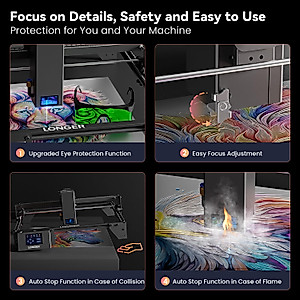 Longer RAY5 Laser Engraver, Laser Engraver 20W Output Power, 3.5” Color Touch Screen, App Offline Control, DIY Engraver Tool for Metal/Glass/Wood Engraving Area 15.75"x14.37"