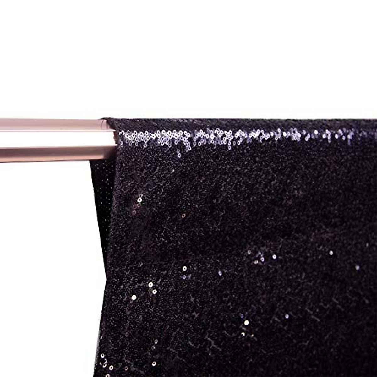 Juya Delight 6FT X 8FT Non-Transparent Sequin Photography Background Backdrop Curtain for Birthday Party Wedding Festival Ceremony (Black)