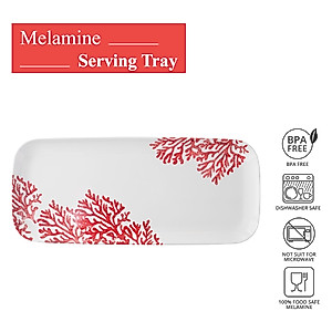 UPware 15 Inch Melamine Rectangle Serving Tray, BPA Free Food Tray (Red Coral)