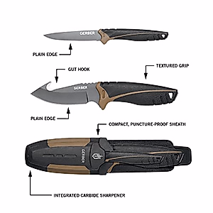 Gerber Gear 31-001159N Hunting Knife Gear Myth Field Dress, Hunting Knife Set, Brown