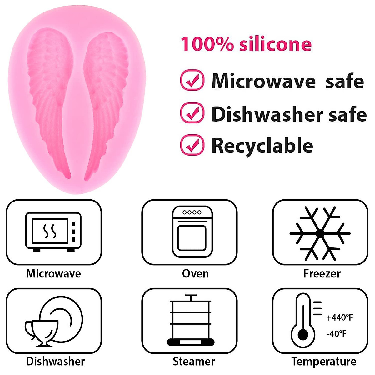 Mujiang Angel Wings Fondant Silicone Molds For Cake Decorating Chocolate Candy Resin Clay Set Of 4