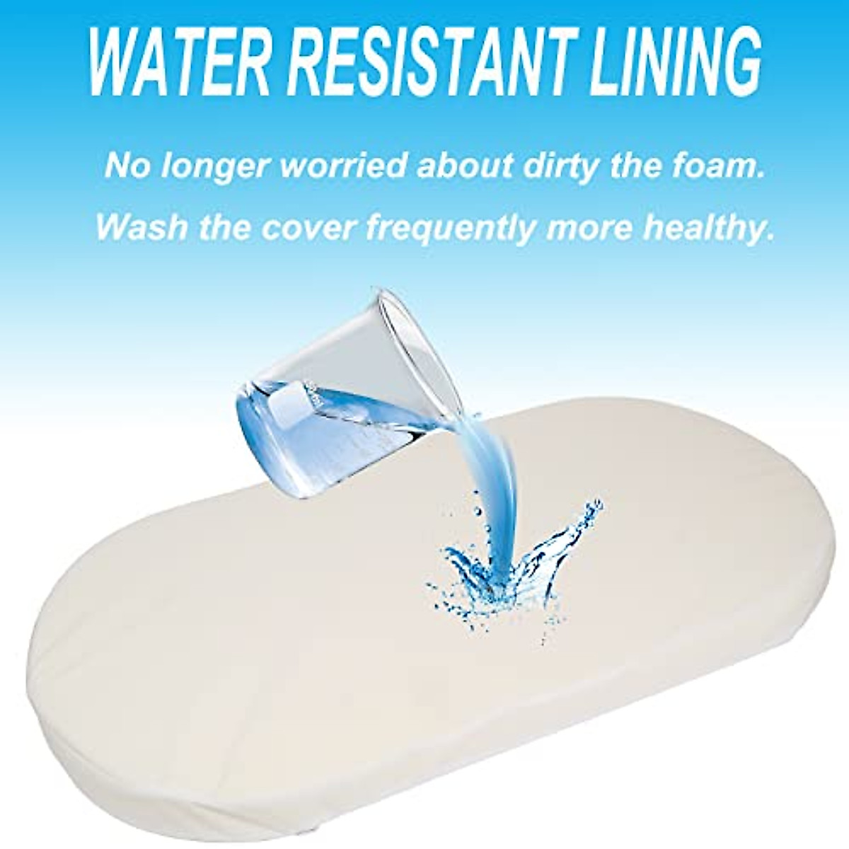 Mecc ecoh Baby Bassinet Mattress with 100% Breathable Cover, Waterproof Linning Rattan Oval Bassinet Pad, Hypoallergenic, Non-Toxic, Safer, Hypoallergenic, for Moses Basket, 15" x 30" x 2"