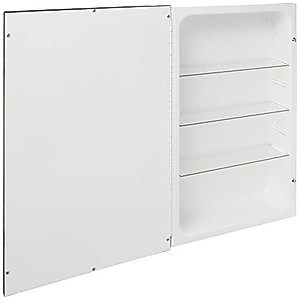 Head West Brushed Nickel with Chrome Recessed Medicine Cabinet Mirror - Stainless Steel Bathroom Mirror with Storage, Beveled Edge, and Adjustable Shelve - Small Medicine Cabinets for Bathroom 16"x26"