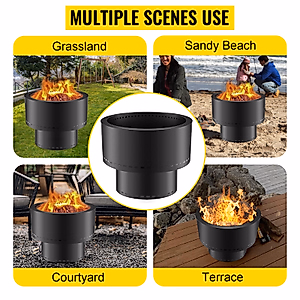 VEVOR Smokeless Fire Pit, Carbon Steel Stove Bonfire, Large 13.5 inch Diameter Wood Burning Fire Pit, Outdoor Stove Bonfire Fire Pit, Portable Smokeless Fire Bowl for Picnic Camping Backyard Black
