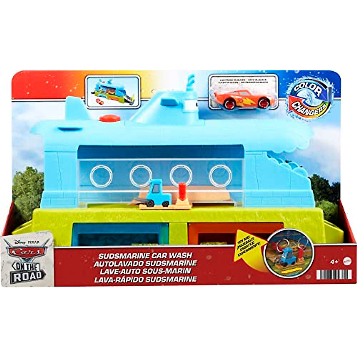 Disney and Pixar Cars Toys, Submarine Car Wash Playset with Color-Change Lightning McQueen Toy Car, Water Play