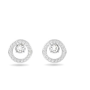Swarovski Constella Women's Small Circle Pierced Stud Earrings with White Crystals on a Rose-Gold Tone Plated Post and Secure Back Closure