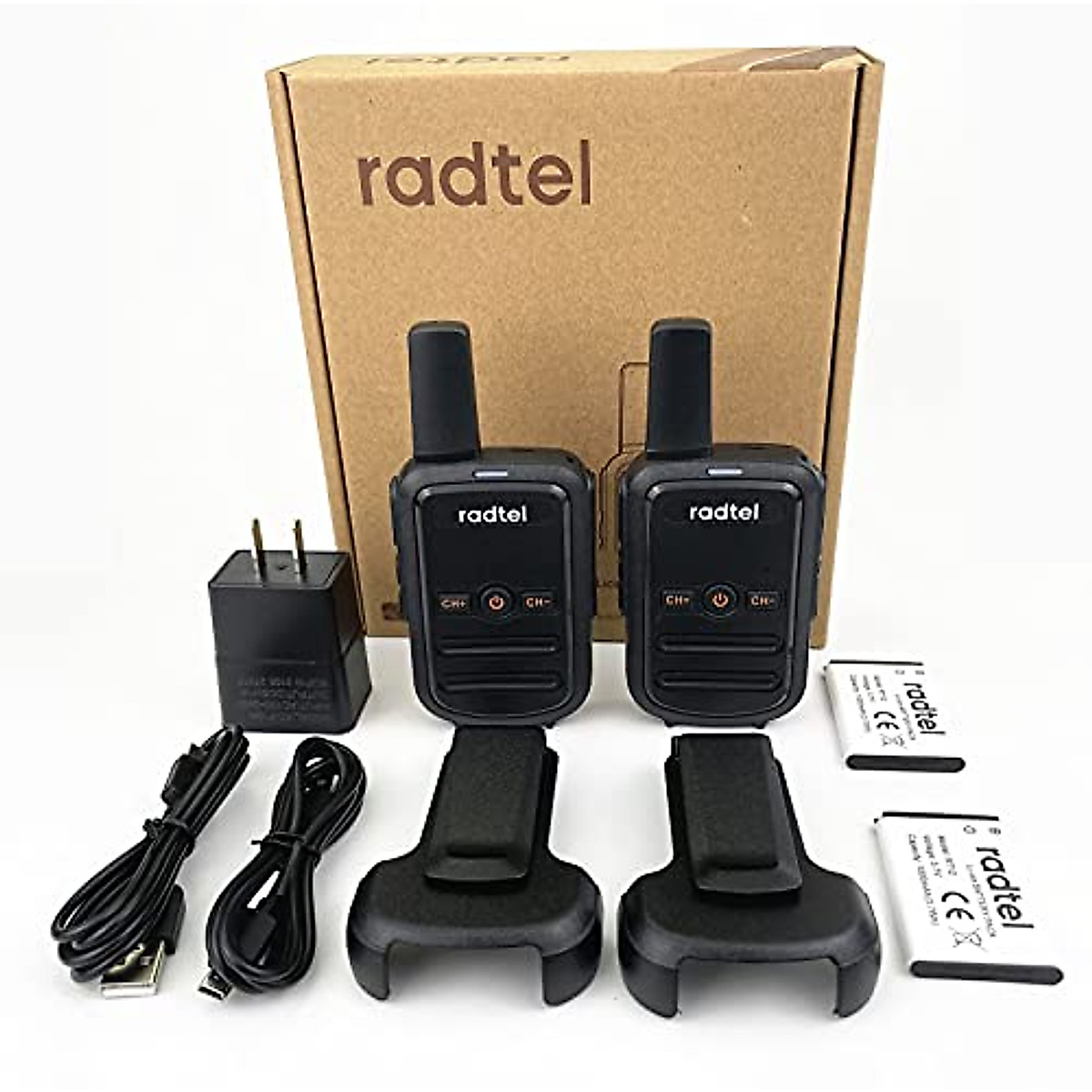 Radtel RT12 Walkie Talkies for Adults Rechargeable 2 Pack, Long Range Handheld FRS Two Way Radio 16CH Handsfree VOX for Camping Hiking (Black)