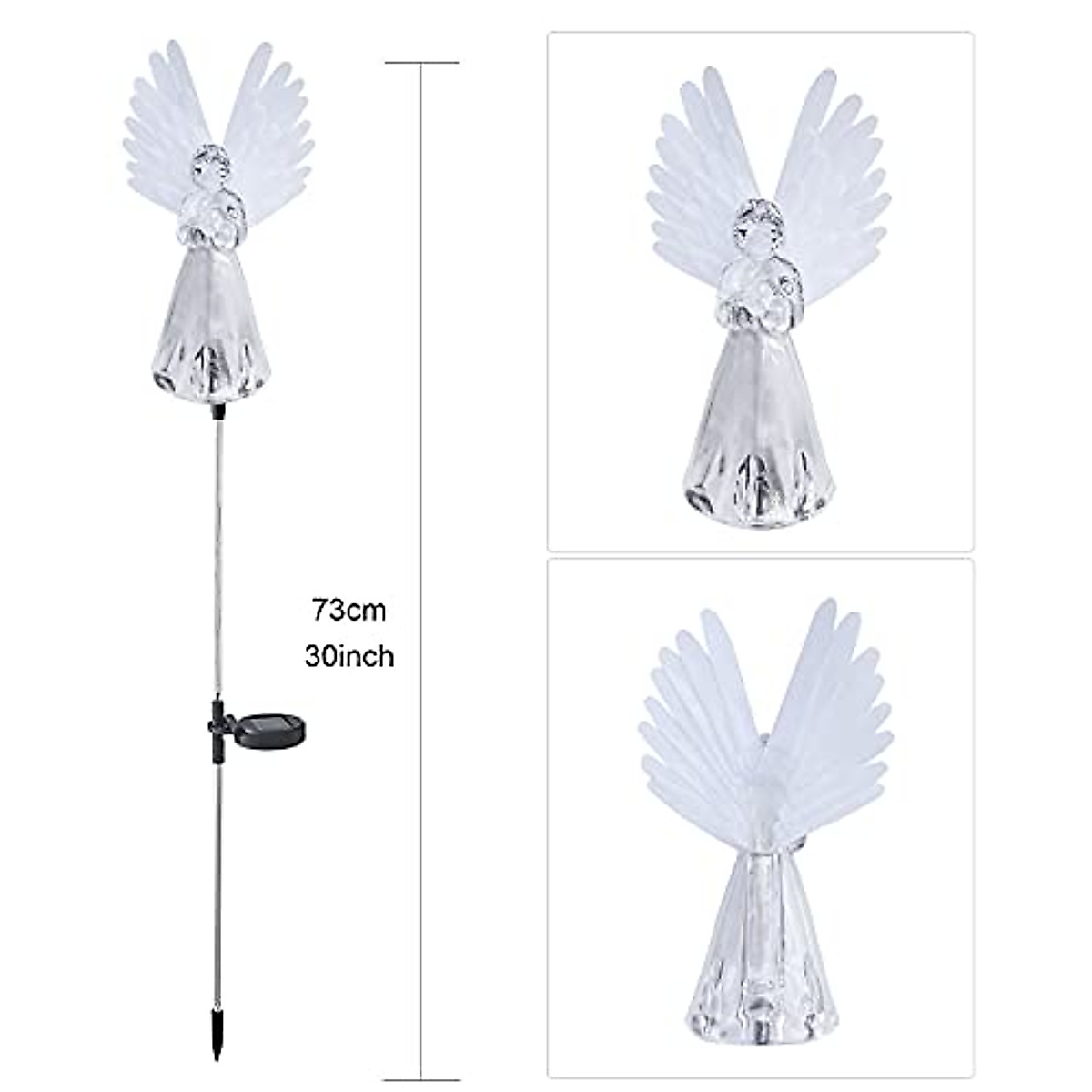 XVZ Outdoor Solar Garden Decorative Light, 2 Pack Solar Angel Light,Outdoor Garden Landscape Waterproof Small Street Light,Suitable for Yard Patio Lawn Grave Cemetery Decorations Backyard