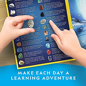 NATIONAL GEOGRAPHIC Gemstone Advent Calendar - 2024 Advent Calendar for Kids with 24 Gemstones to Open Each Day, a Complete Rock Collection Christmas Countdown Calendar with Mini Gemstone Dig Kit
