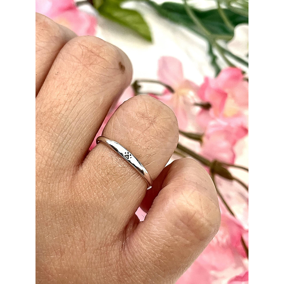 PERFECTJEWELZ Dog's Paw Print Stackable Ring 925 Sterling Silver 2.2mm Size 6