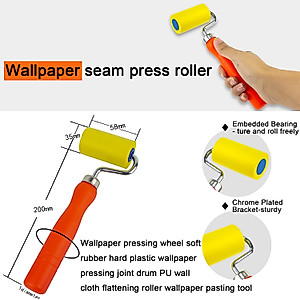 Wallpaper Tools Kit Wallpaper Smoothing Tool Vinyl Tool Wallpaper Squeegee Seam Roller Tape Measure,snitty Vinyl Cutter and Craft Knife with 5 Replacement Blades for Vinyl Wallpaper