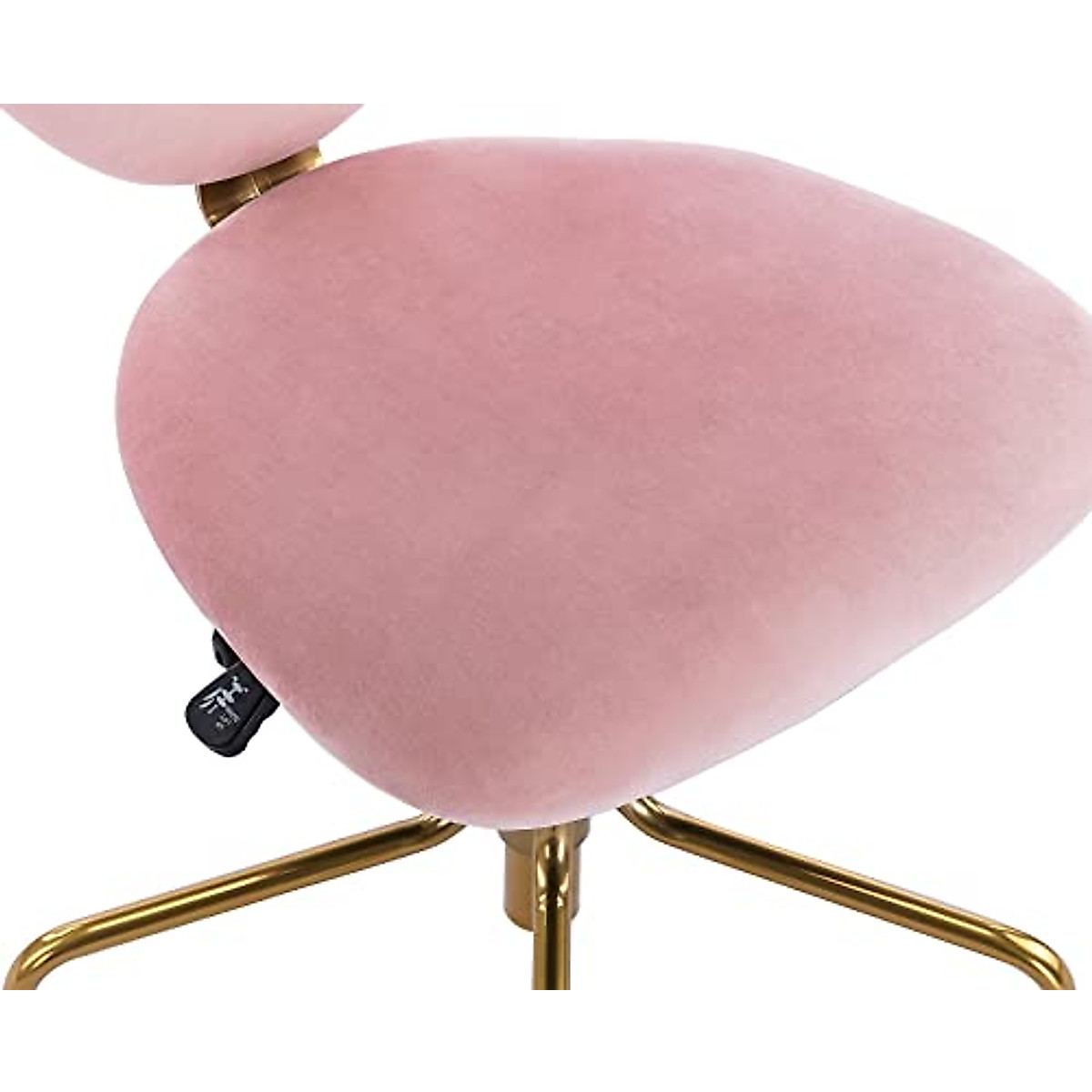 VESCASA Adjustable Swivel Home Office Desk Chair with Cute Heart Shape Design Back, Comfy Velvet Task Chair with Wheels, Small Computer Chair Without Arms for Girls Bedroom/Living Room, Light Pink
