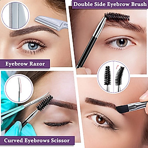TsMADDTs Eyebrow Tweezer Set, 7 Pcs Tweezers Set for Women, Precision Tweezer for Eyebrows with Curved Scissors and Eyebrow Razor for Ingrown Hair