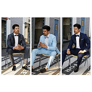 MAGE MALE Men's 2 Piece Suit Notched Lapel One Button Slim Fit Formal Wedding Prom Tuxedo Suits Blazer Pants with Bow Tie Set