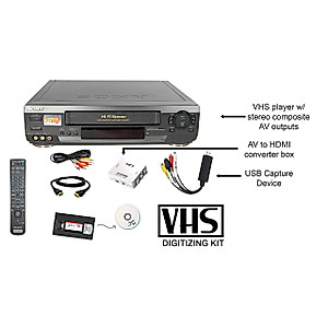 Sony VCR VHS Transfer Bundle w/ Remote, USB Adapter, HDMI Converter (Renewed)