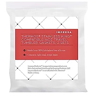 IMPRESA 2 Sets of Thermos Stainless King (TM) -Compatible 16 Ounce Travel Tumbler / Mug Gaskets / Seals Products - BPA-/Phthalate-/Latex-Free - 2 Full Replacements Per Kit