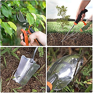 LANNIU Garden Tool Set, 27 Piece Stainless Steel Heavy Duty Gardening Tool Set, Gardening Tools for Women/Grandparents/Parents