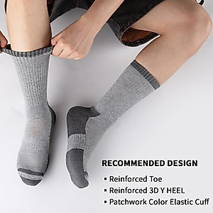 COOPLUS Mens Crew Socks Athletic Moisture Wicking Cushion Durable Work Mid Calf Socks for Running Sports (6 Pairs)