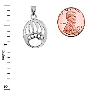 Animal Kingdom Fine Sterling Silver Cut-Out Bear Paw Charm Pendant