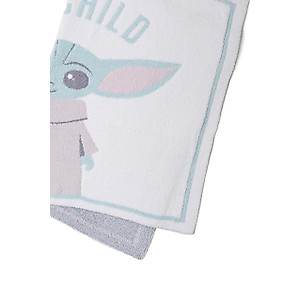 Barefoot Dreams CozyChic Grogu Stroller Blanket, Throw Blanket, Disney Blanket - 30” x 40”, Cream Multi