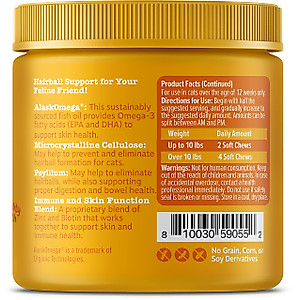 Zesty Paws Hairball Bites for Cats - Cat Furball Support - Functional Supplement with Omega 3 Fish Oil EPA & DHA + Zinc, Biotin & Psyllium Husk - Supports Gut & Skin Health - 60 Count