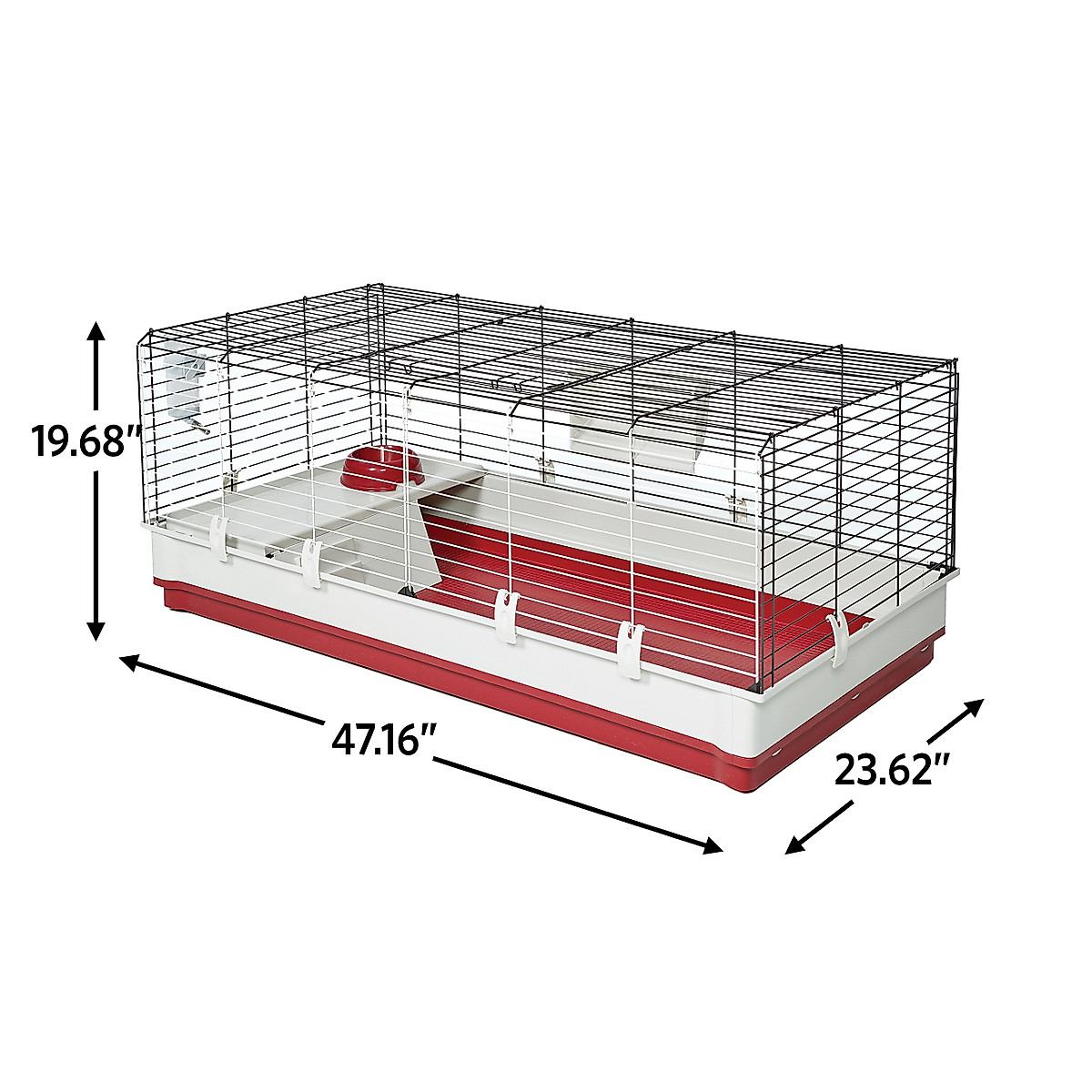 Midwest Homes for Pets Deluxe Rabbit & Guinea Pig Cage, X-Large, White & Red