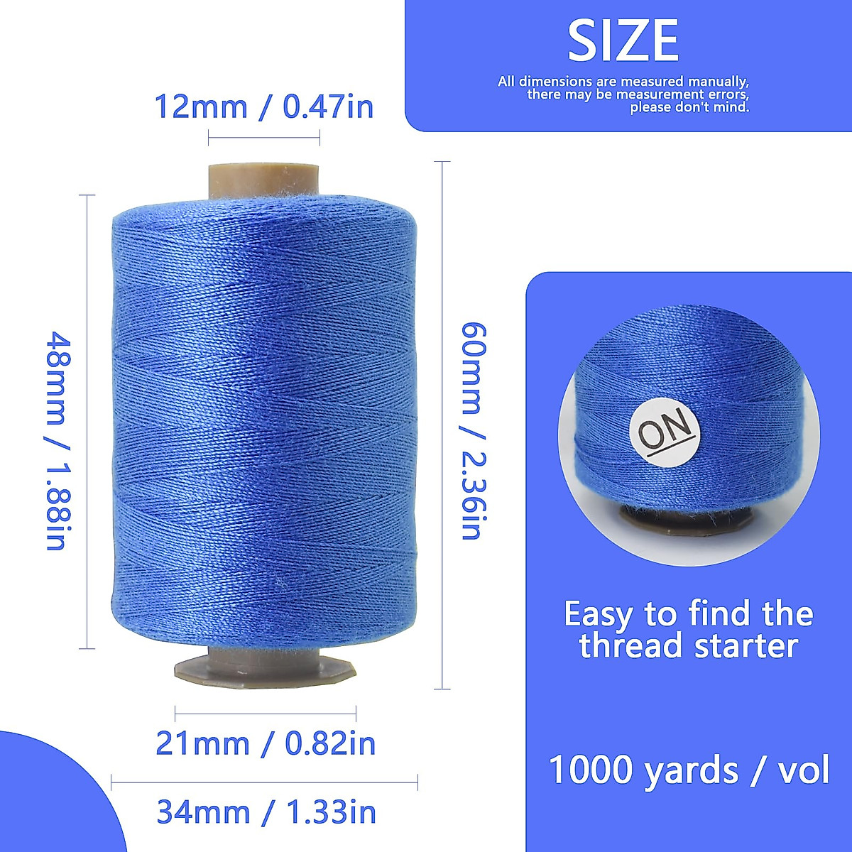 SHRJ 24Pcs Sewing Thread Spools Set 1000 Yards Per Spool Mixed Cotton Threads for DIY Sewing Machine, Embroidery Machine, Hand Sewing, 24 Colors