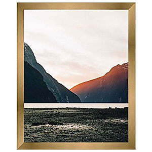 8.5x5.5 Frame Gold Bronze Picture Frame - Modern Photo Frame Includes UV Acrylic Shatter Guard Front, Acid Free Foam Backing Board, Hanging Hardware Wood Wall Frames for Family Photos - no Mat