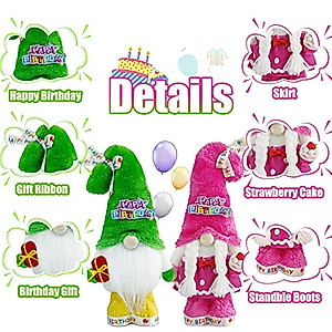 Mailin 2Pcs Birthday Gnomes Plush Handmade Swedish Tomte Scandinavian Ornaments Dwarf Birthday Gnome Gifts for Women Girls Tiered Tray Décor