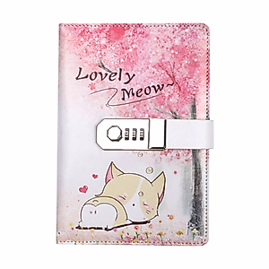 Shengsheng Journal B6 Notebook Creative Password Lock Journal Lock Diary Digital Password Notebook Locking Journal Diary，Students, Young People Use Diary (Color : Pink)