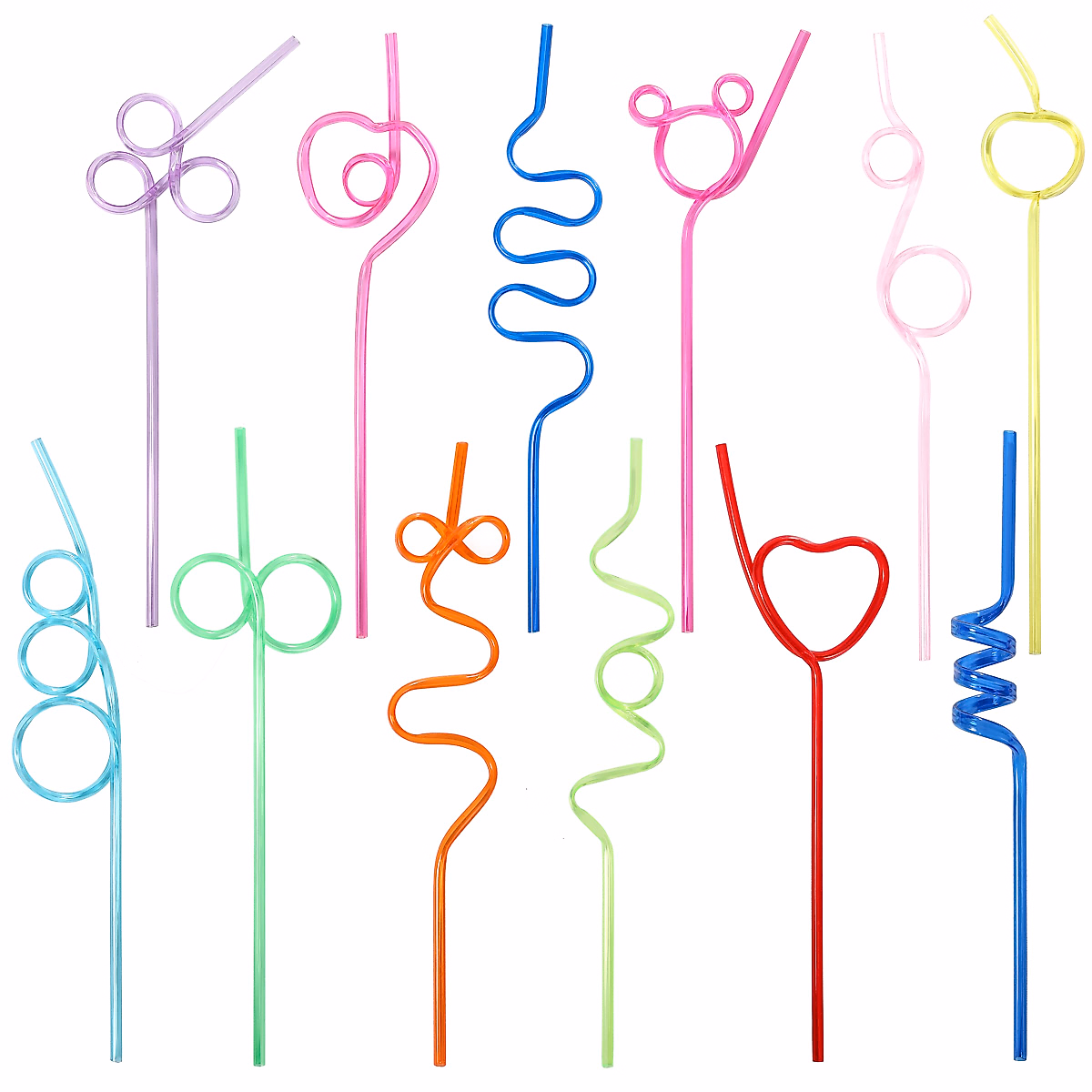 36 Pcs Crazy Straws, Colorful Funny Straws for Kids Reusable Silly Straws for Kids, Great for Parties and Birthday Party