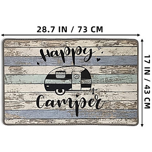 Funny Doormat,Happy Camping Camper Welcome Mats for Front Door,Non-Slip Entryway Rug Garden Home Kitchen Rubber Bathroom Backing Doormat 17X28.7 Inch