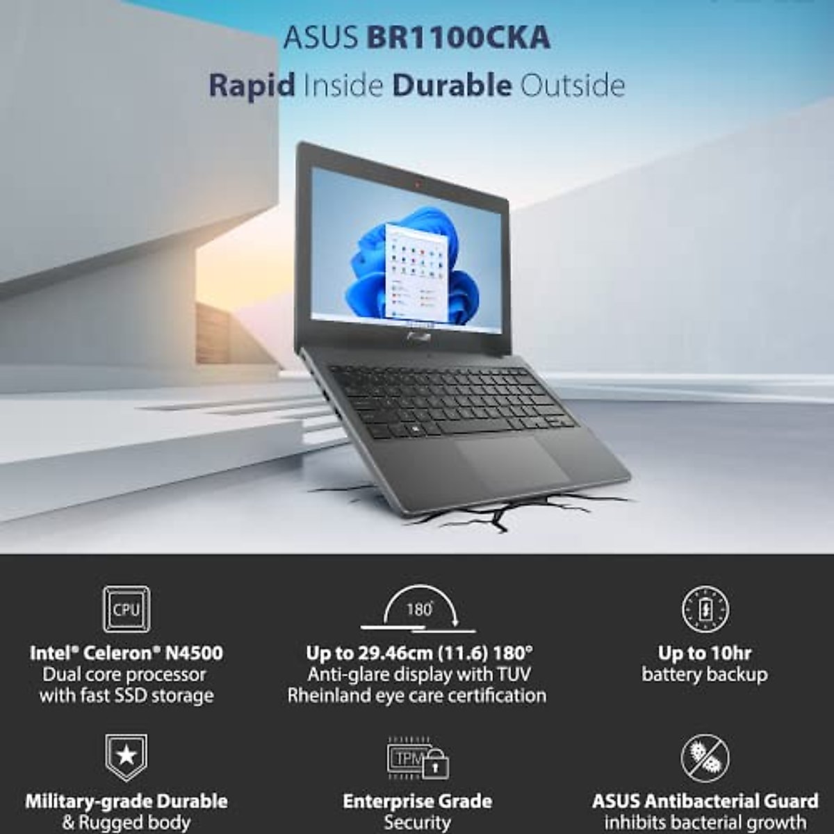 ASUS 2023 Newest Student 12" HD Anti-Glare Display, Thin & Lightweight, Intel N4500 Processor, Type-C, HDMI, Ethernet Port, 10hs Battery Life, Windows 10 Pro (4GB RAM | 256GB SSD)