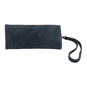 Hide & Drink, Cosmetic Travel Organizer with Hand Strap for Women, Makeup Bag, Classic Handbag, Full Grain Leather, Handmade, Slate Blue